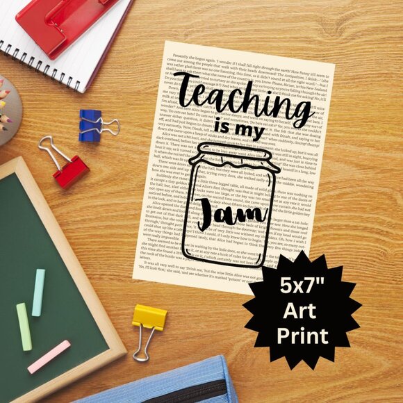 Art | Teaching Is My Jam Teacher Book Page Art Print Teacher Art School ...